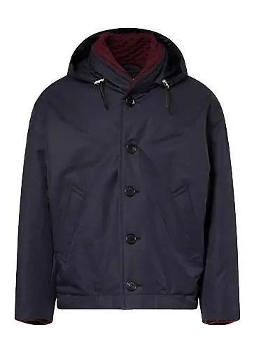 Loewe Hooded Padded Cotton-blend Jacket - Navy Blue