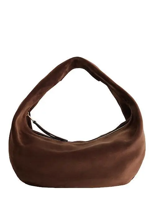 Khaite Olivia Medium Suede Hobo Bag - Dark Brown