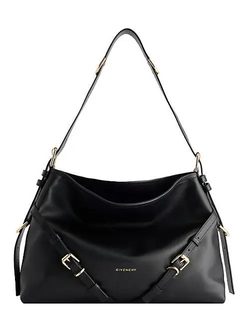 Givenchy Voyou Medium Leather Shoulder Bag - Black Gold