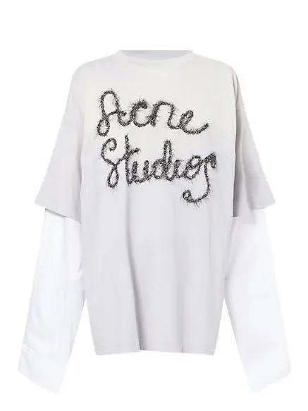 Acne Studios Tinsel-logo Cotton-jersey T-shirt - Light Blue