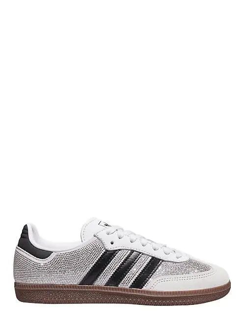 Adidas Samba Og Rhinestone-embellished Leather Trainers - Crystal White Black Silv
