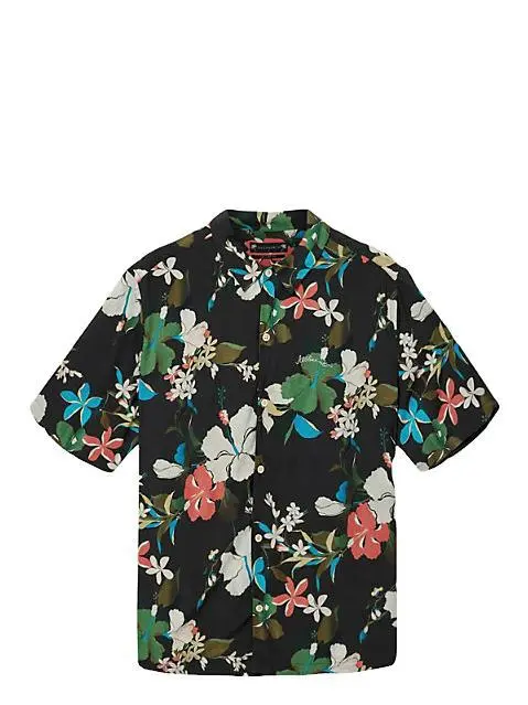 ALLSAINTS Koh Chang Graphic-print Woven Shirt - Jet Black