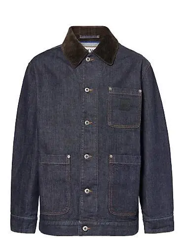 Loewe Corduroy-collar Denim Jacket - Raw Denim/blue