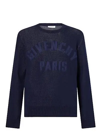 Givenchy Brand-embroidered Cotton Jumper - Dark Navy