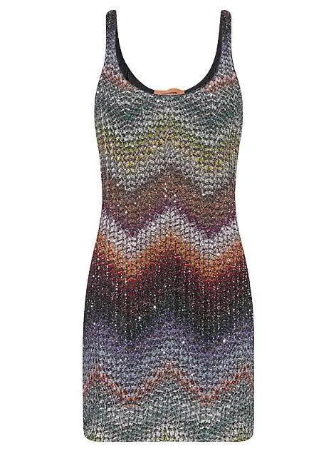 Missoni Chevron Metallic-knit Mini Dress - Multi Dark