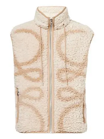 Loewe Anagram-print Faux-fur Vest - Beige/khaki Green