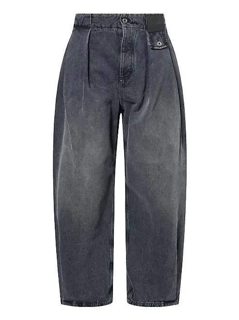 Loewe Brand-patch Barrel-leg Denim Jeans - Black