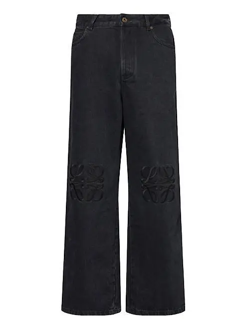 Loewe Anagram-embellished Straight-leg Denim Jeans - Black