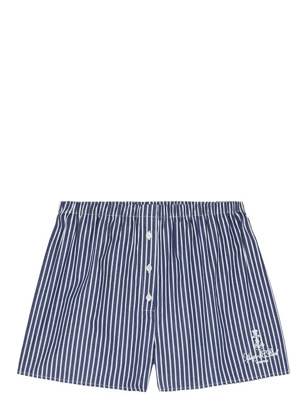 SPORTY & RICH Vendome Mini Boxer Striped Cotton Shorts - Blue