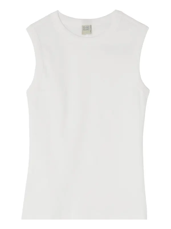 FLORE FLORE Esmé Ribbed Organic Cotton-jersey Tank - White