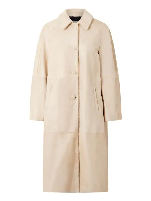 Nour Hammour Paneled Calf Hair Coat - Cream