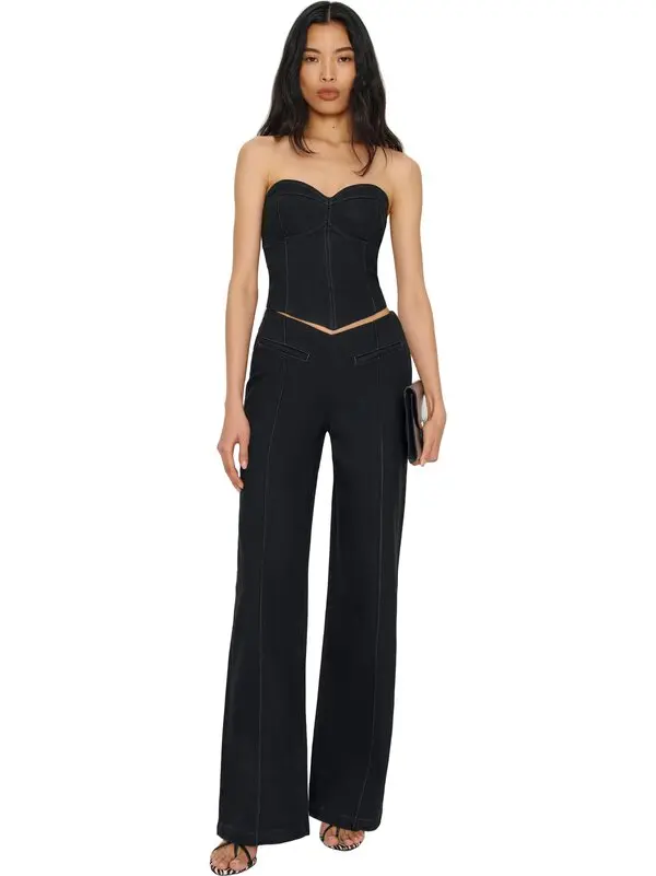 REFORMATION Arana Stretch Low Rise Wide Leg Jeans - Black
