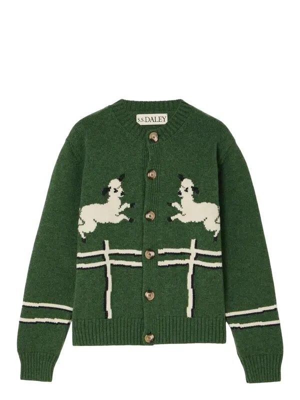 S.S.DALEY Cyril Intarsia Wool Cardigan - Green