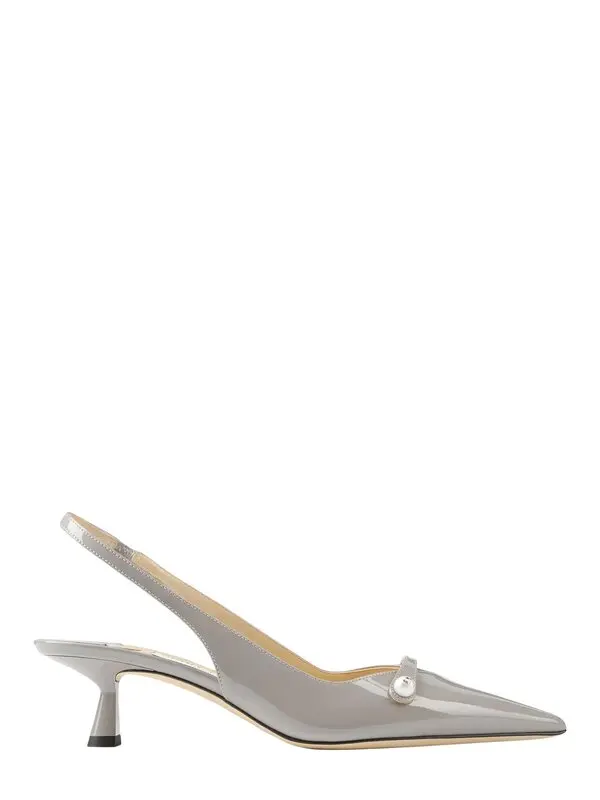 JIMMY CHOO Amita 45 Leather Slingback Pumps - Grey