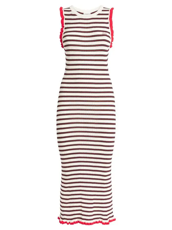 Claudie Pierlot Stripe Midi Knitted Dress - Red