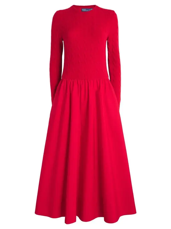 Polo Ralph Lauren Cotton Cable-knit Maxi Dress - Red
