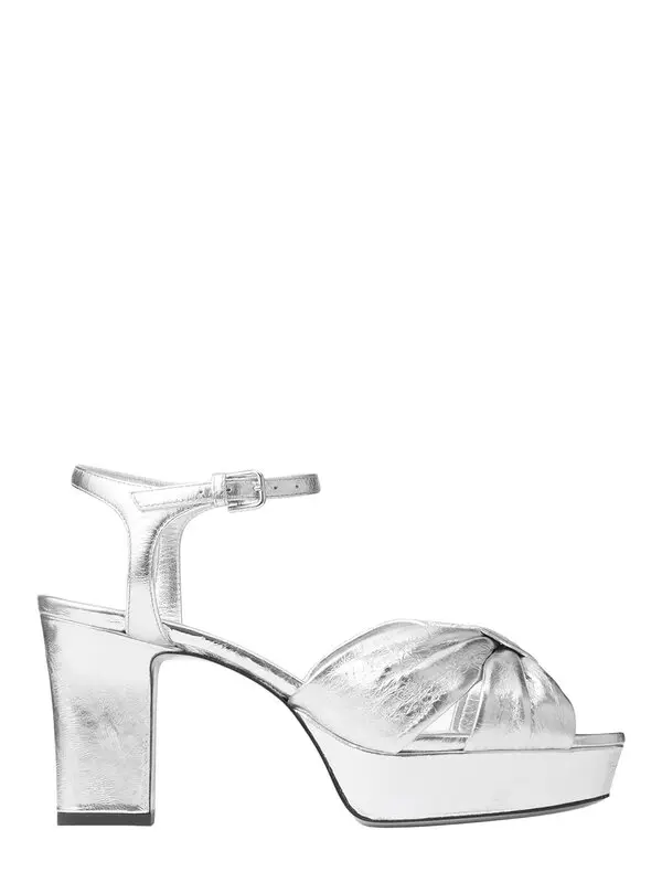 JIMMY CHOO Heloise 80 Leather Heeled Sandals - Silver