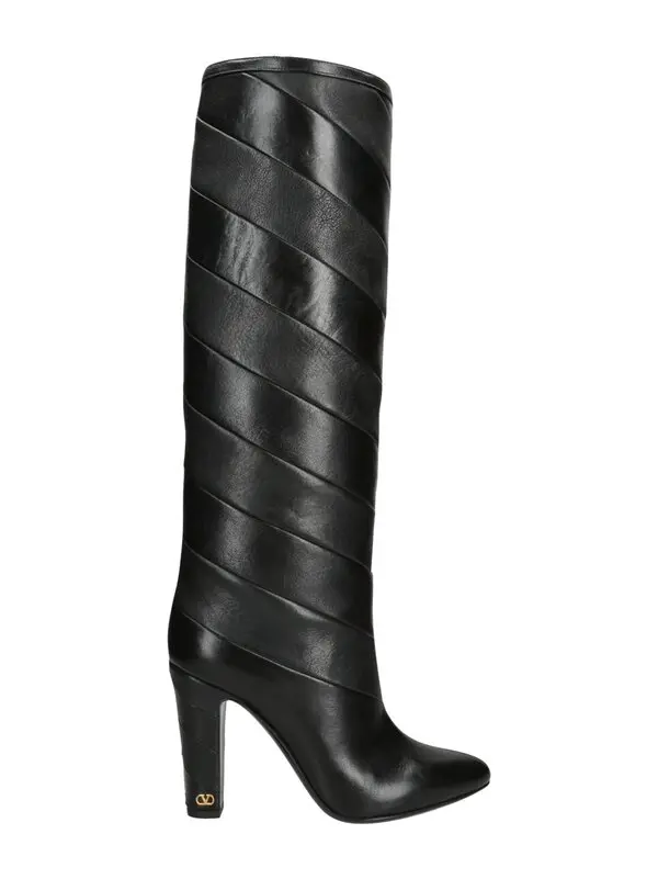 Valentino Garavani Leather Patchwork Knee-high Boots - Black