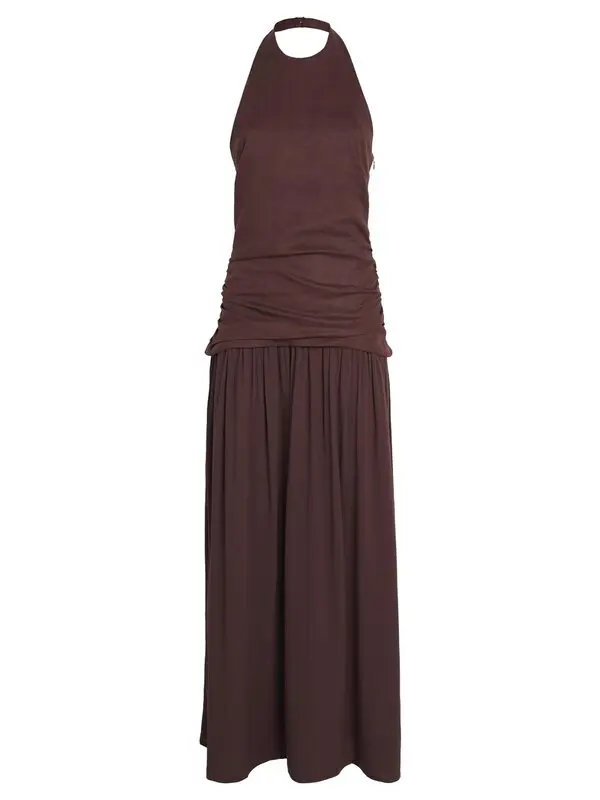 Faithfull The Brand Halterneck Tali Maxi Dress - Brown