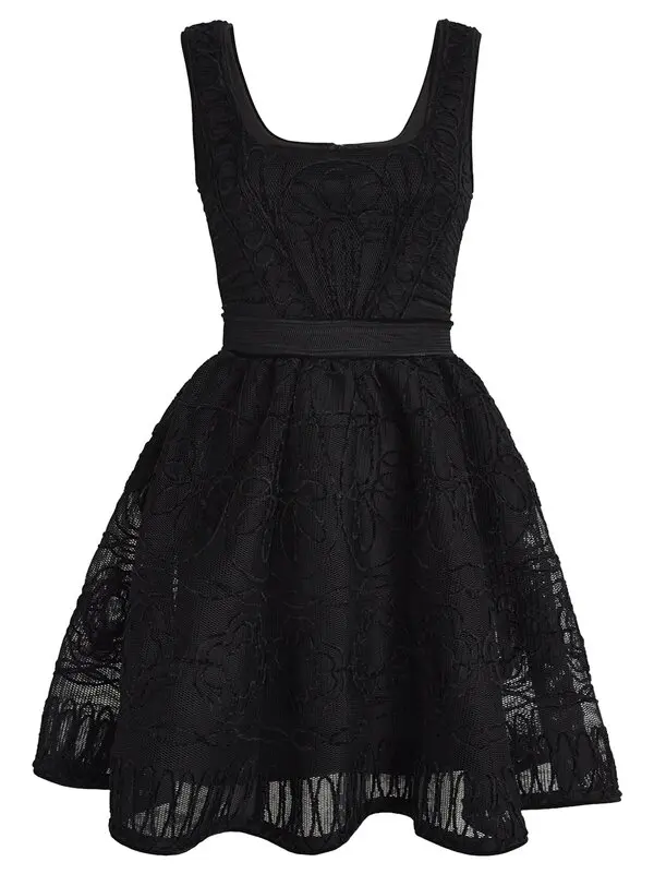 Maje Knitted Mini Skater Dress - Black