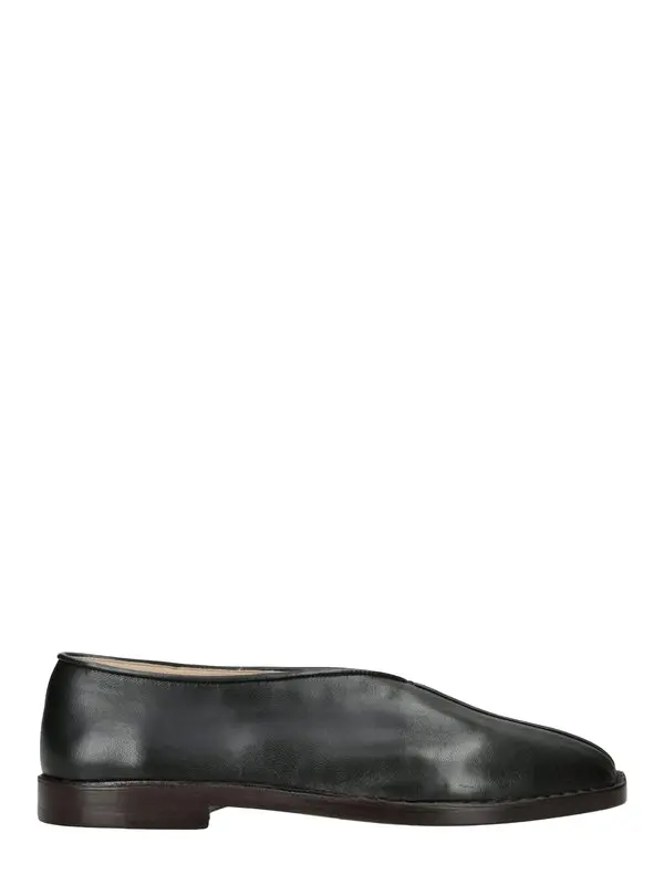LEMAIRE Leather Piped Slippers - Black