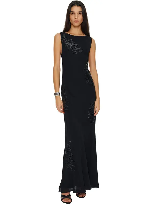 REFORMATION Prescott Applique Maxi Dress - Black
