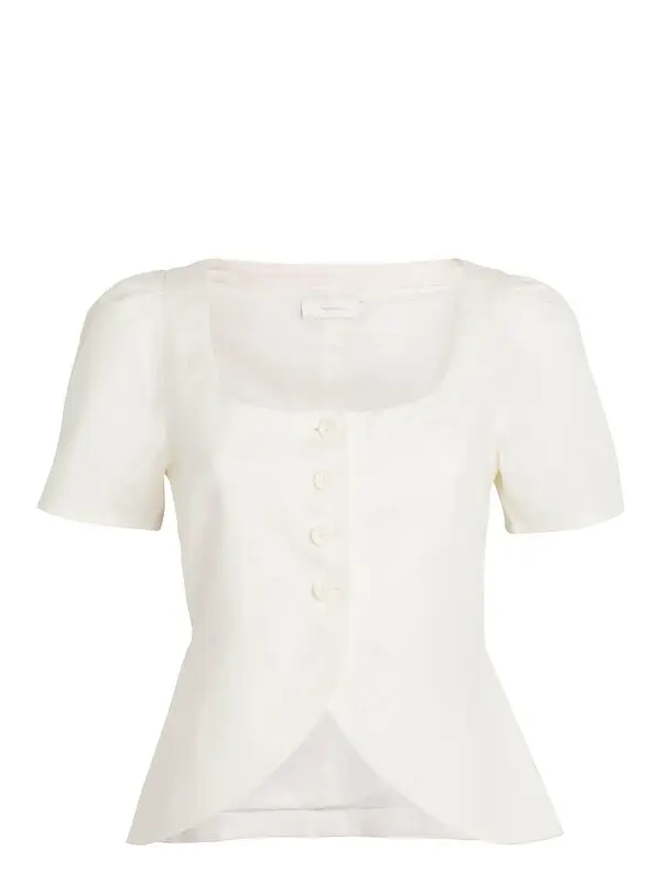 Faithfull The Brand Linen Audrey Crop Top - White