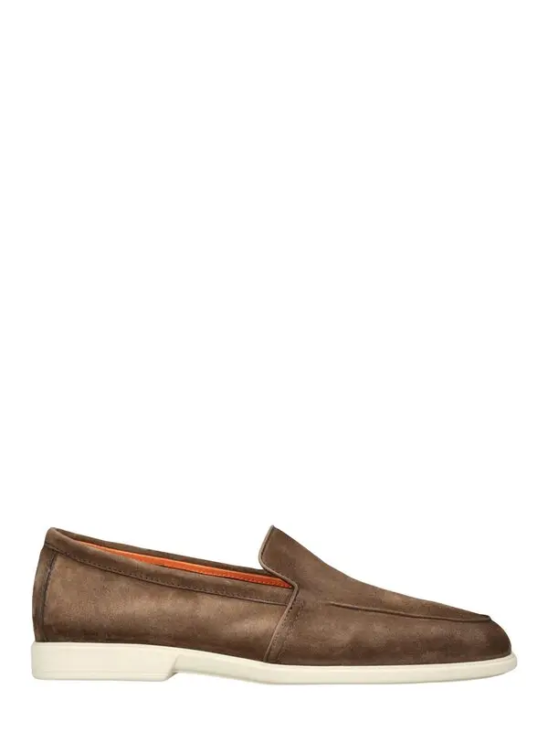 Santoni Suede Malibu Loafers - Brown