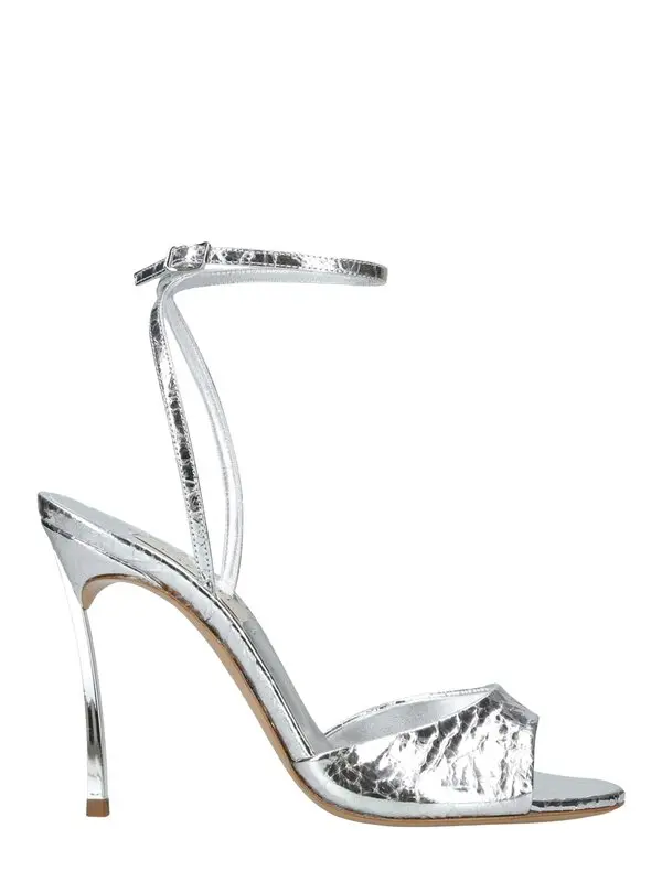 Casadei Metallic Leather Blade Heeled Sandals 100 - Silver