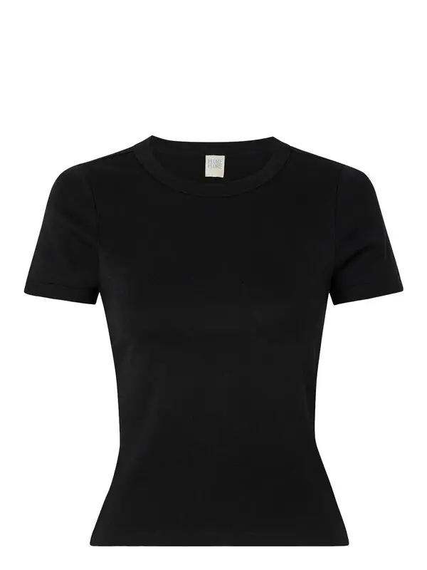 FLORE FLORE Car Ribbed Organic Cotton-jersey T-shirt - Black