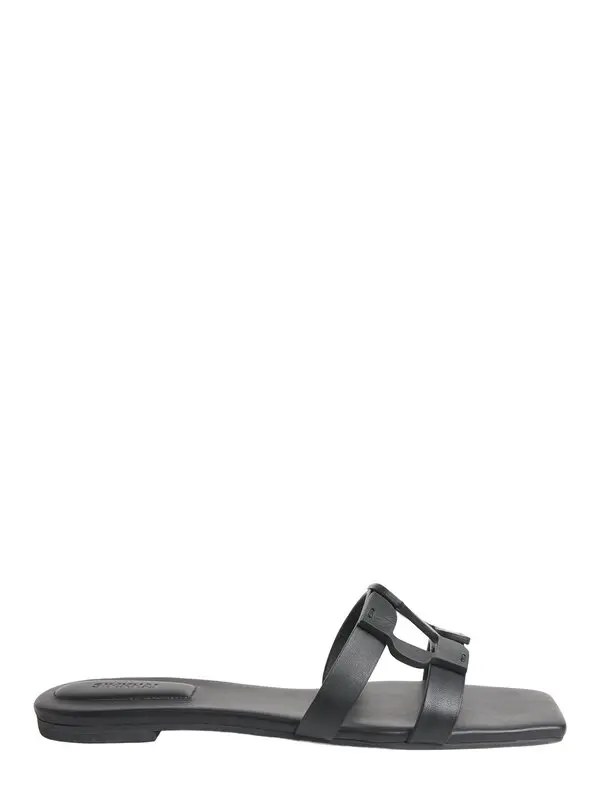 Simkhai Leather Monogram Slides - Black
