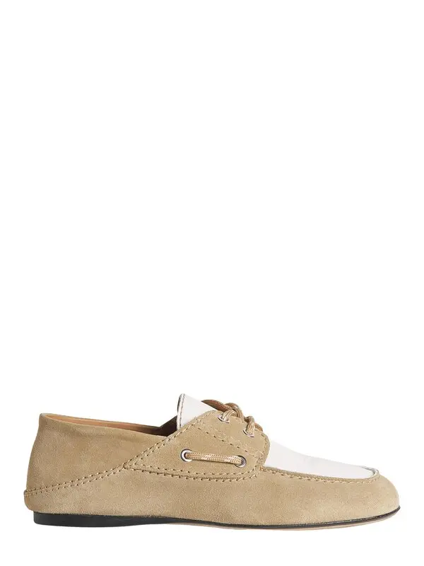 Sandro Suede Boat Shoes - Beige
