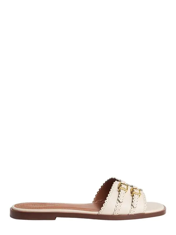 Zimmermann Goldie Leather Slides - Ivory