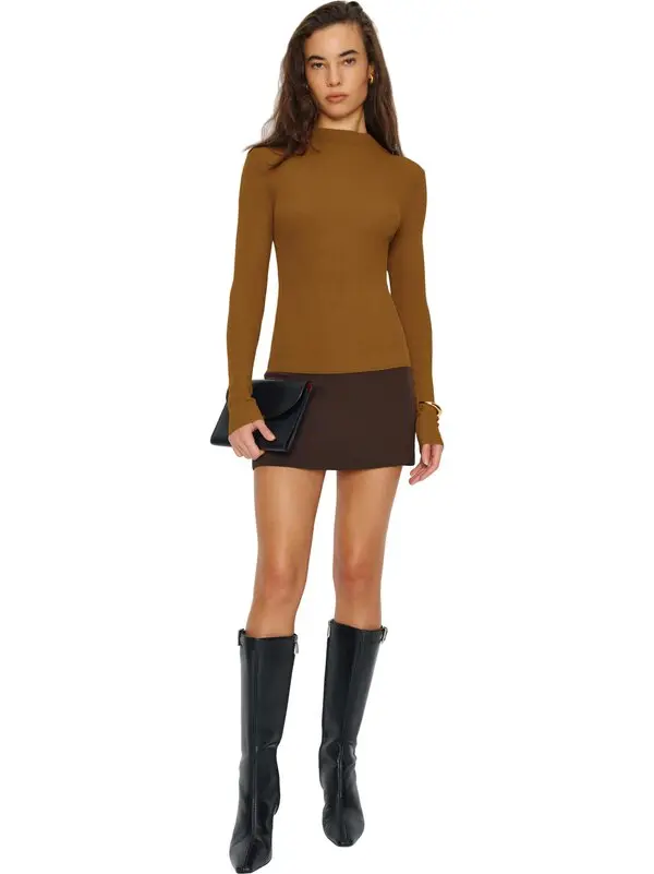 REFORMATION Giselle Turtleneck Sweater - Brown