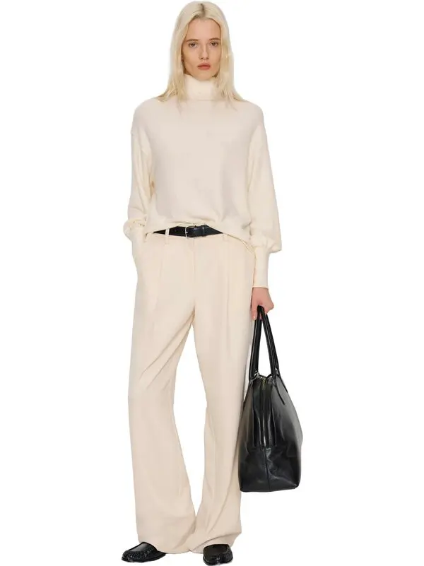 REFORMATION Leonie Knit Turtleneck Top - Ivory