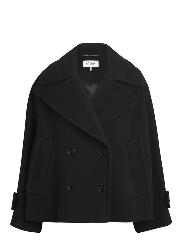 Chloé Wool-blend Double-breasted Pea Coat - Black