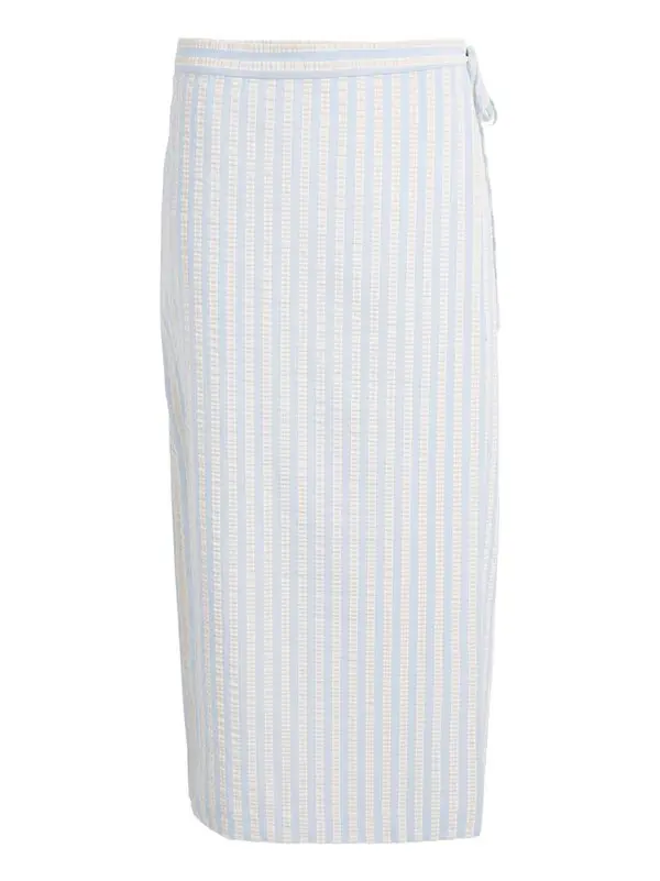Simkhai Stripe Monty Midi Wrap Skirt - Blue