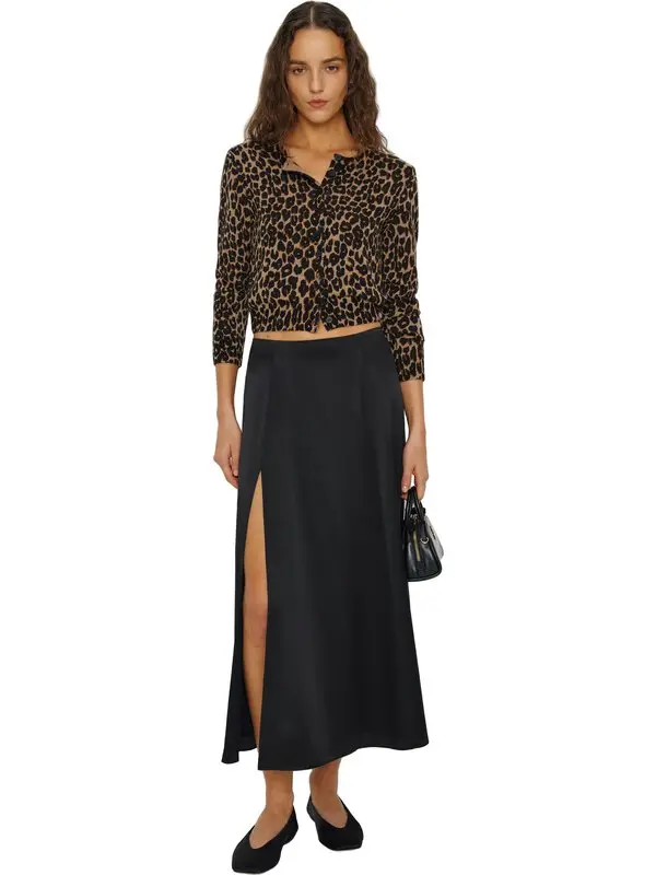REFORMATION Zoe Silk Skirt - Black