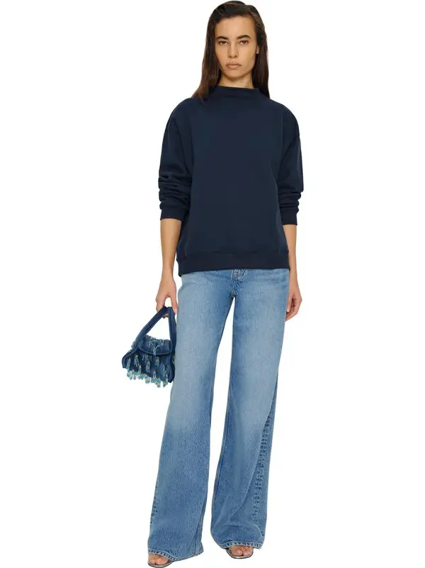 REFORMATION Jade Mock Neck Sweatshirt - Blue