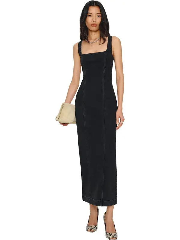 REFORMATION Gladys Super Stretch Denim Midi Dress - Blue