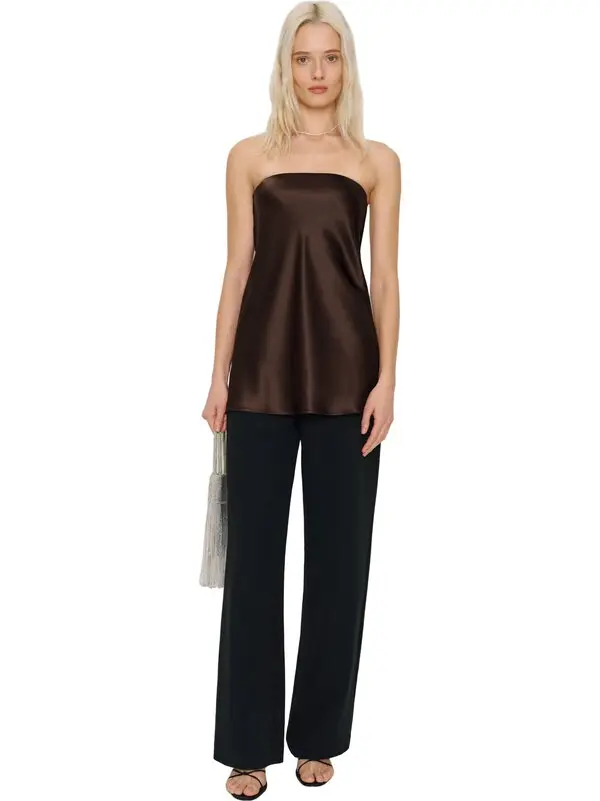 REFORMATION Spritz Silk Long Top - Brown