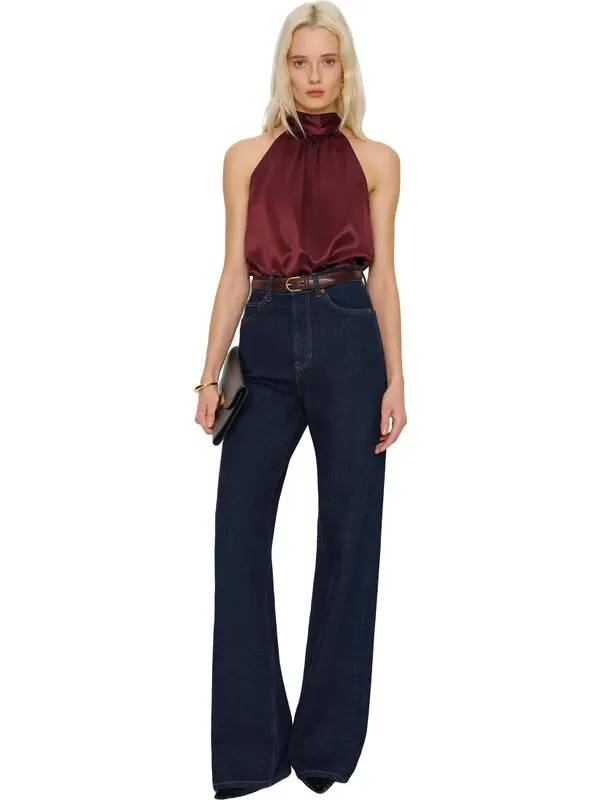 REFORMATION Royce Silk Top - Red