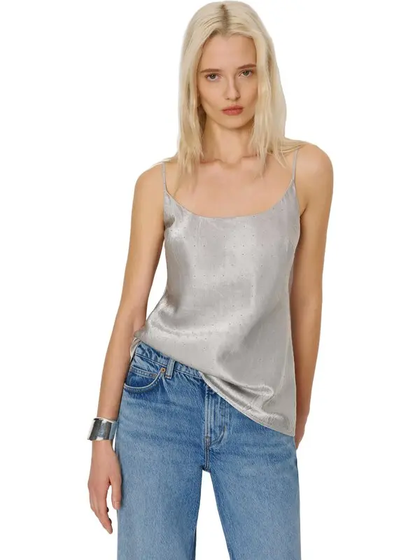 REFORMATION Lila Sleeveless Top - Silver