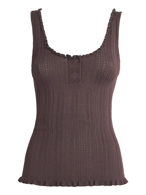 Claudie Pierlot Pointelle Knit Tank Top - Brown