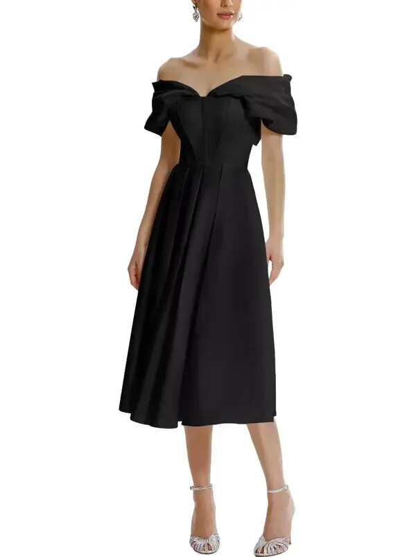 FRAMBOISE Off-the-shoulder Midi Dress - Black