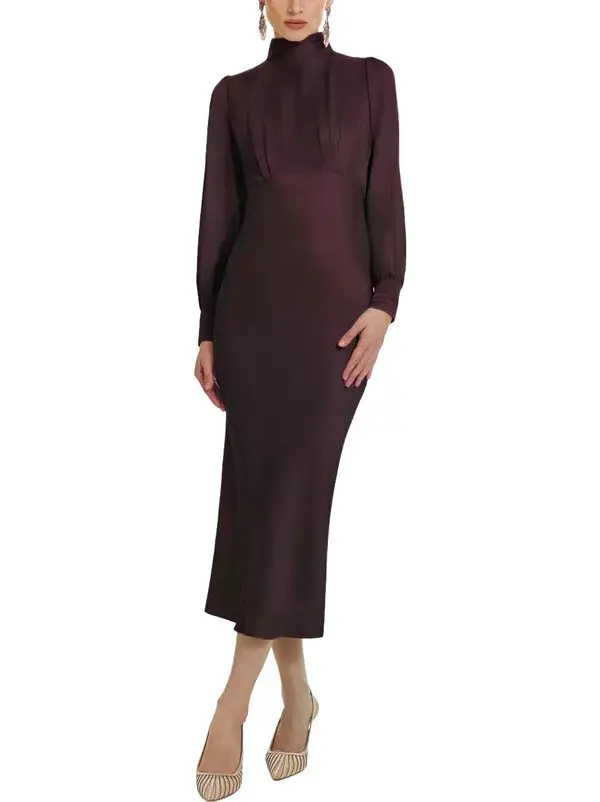 FRAMBOISE Jacob Long-sleeve Midi Dress - Brown
