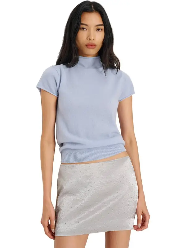 REFORMATION Carla Low Waist Mini Skirt - Silver