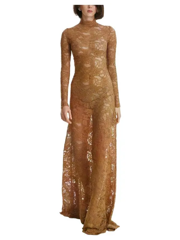 2310 STUDIO Lace Maxi Dress - Brown