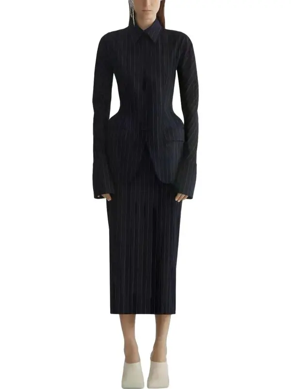 MUGLER Pinstripe Tailored Jacket - Black