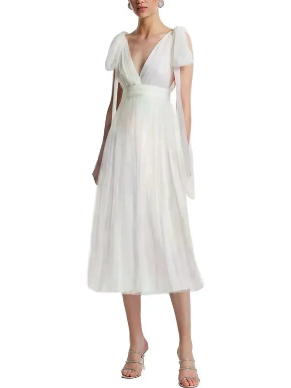 FRAMBOISE Lumiere V-neck Midi Dress - White